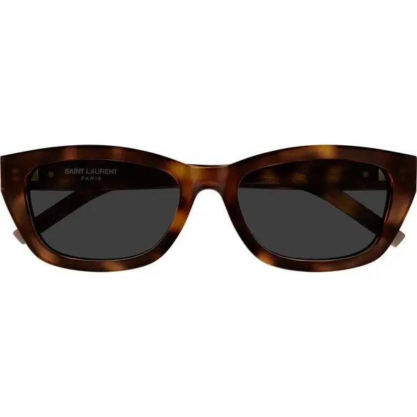 Saint Laurent 55mm Rectangular Sunglasses - Havana
