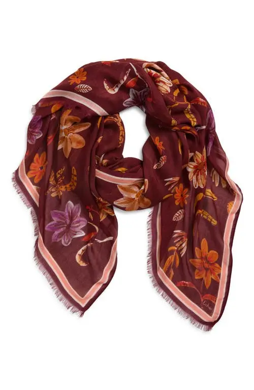 Echo Autumn Floral Fringe Scarf - Fired Brick