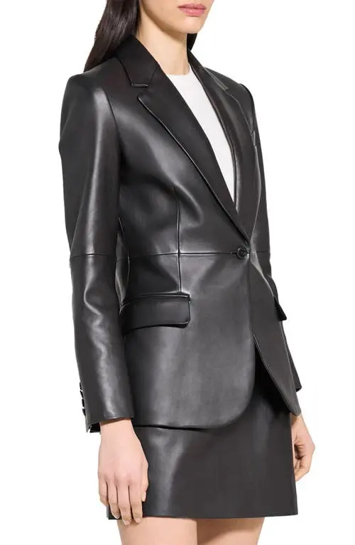 Theory Lynnia Leather Blazer - Black
