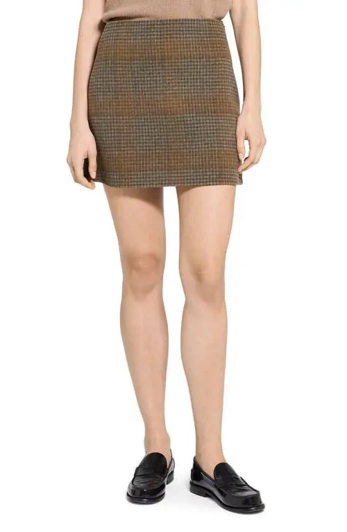 Theory Plaid Wool And Cashmere Miniskirt