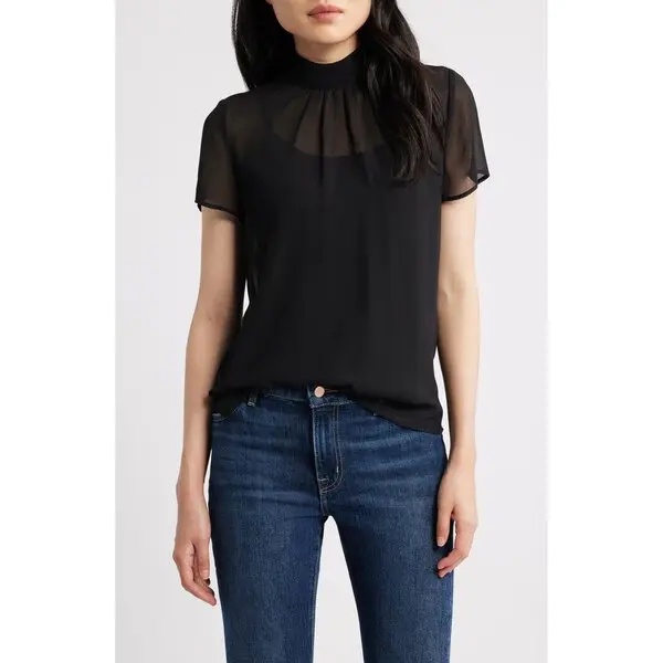 Vince Camuto Flutter Sleeve Chiffon Top