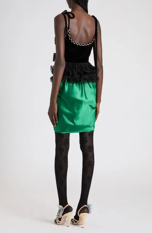 Valentino Garavani Embroidered Velvet & Duchesse Silk Minidress