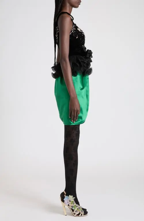 Valentino Garavani Embroidered Velvet & Duchesse Silk Minidress