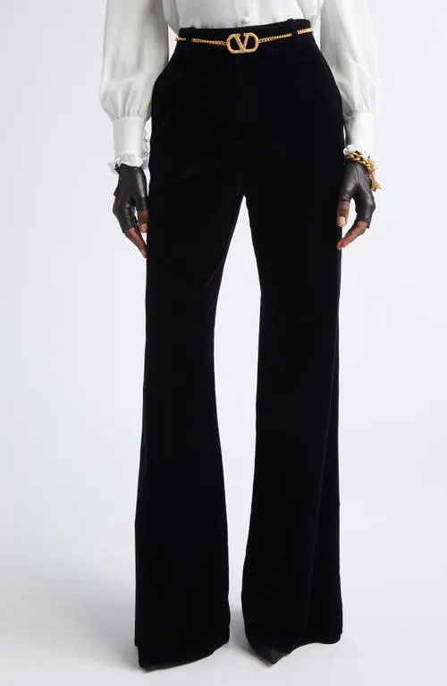 Valentino Garavani Velveteen Wide-leg Trousers - Black