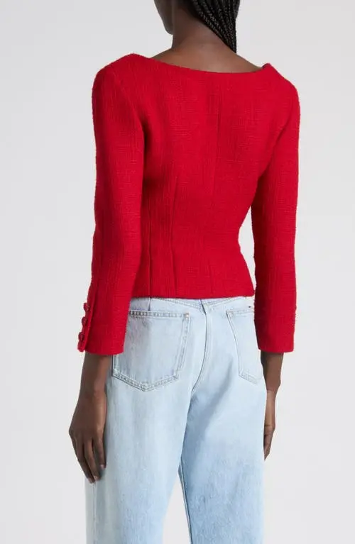 Valentino Garavani Bow-detailed Tailored Tweed Jacket - Red