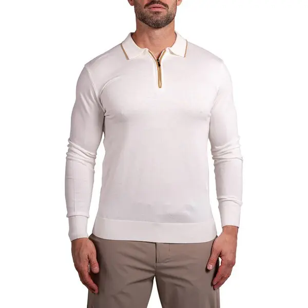 MACEOO Knitted Passion Quarter Zip Sweater - White