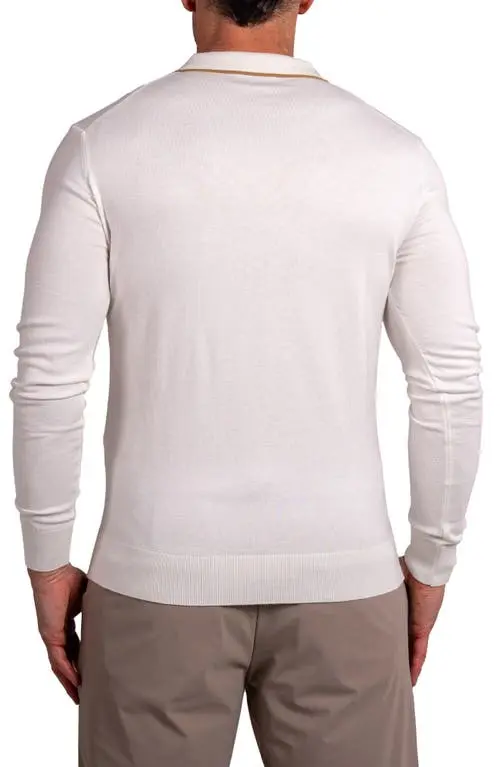 MACEOO Knitted Passion Quarter Zip Sweater - White