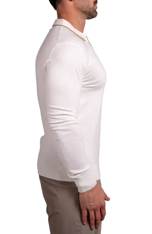 MACEOO Knitted Passion Quarter Zip Sweater - White