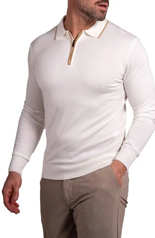 MACEOO Knitted Passion Quarter Zip Sweater - White