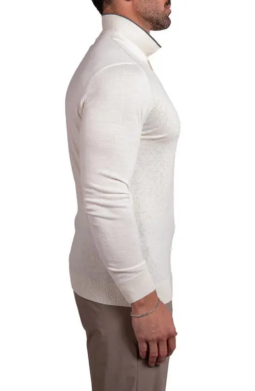 MACEOO Knitted Passion Merino Wool Quarter Zip Sweater - White