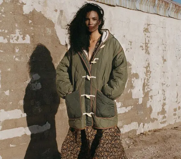 HMD Quilted Cedar Coat With Faux Shearling Lining
