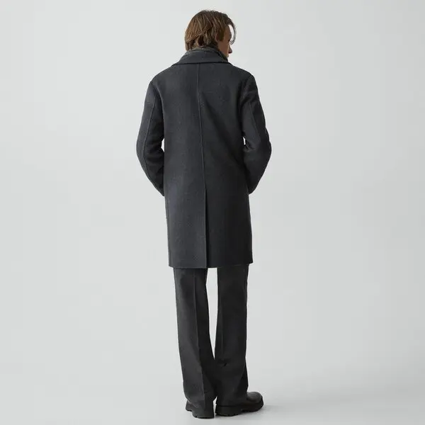 Theory Standard Coat In Double-face Wool-cashmere - Dark Charcoal Melange