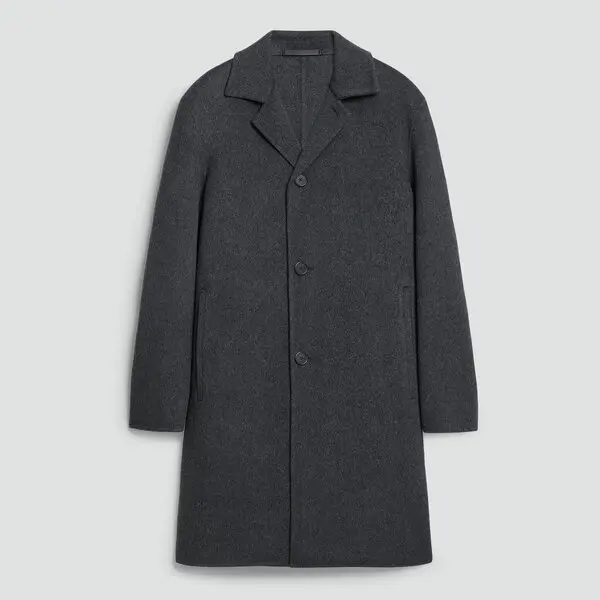 Theory Standard Coat In Double-face Wool-cashmere - Dark Charcoal Melange