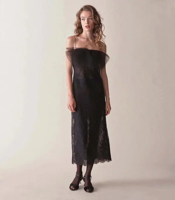 HMD Aurina Floral Lace Midi Dress With Tulle Bow