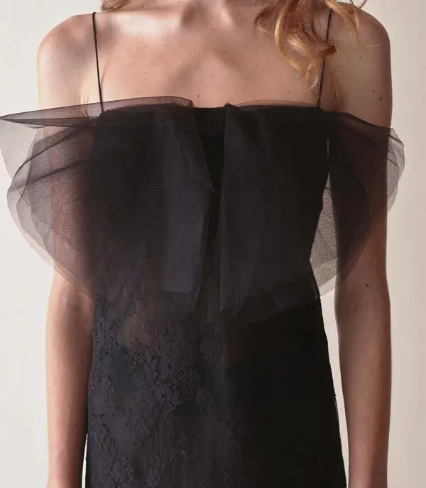 HMD Aurina Floral Lace Midi Dress With Tulle Bow