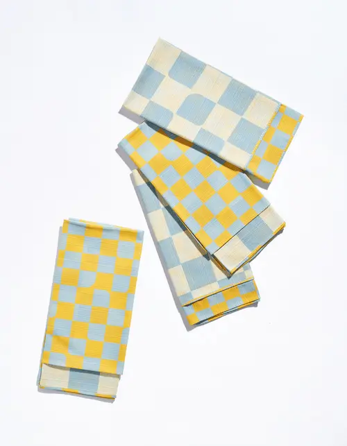 TORTUGA FORMA Checker Dinner Napkinshigh Season Set Of 4 - Sky