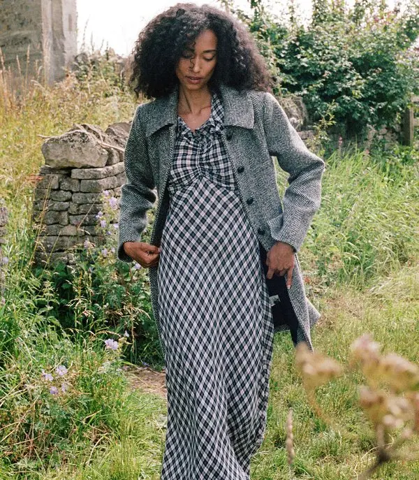HMD Bonnaire Tailored Tweed Coat - Herringbone