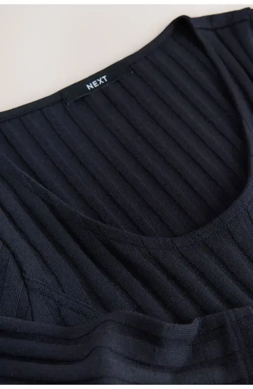 NEXT Long Sleeve Ribbed Mini Dress