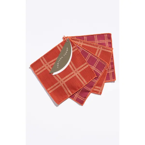 TORTUGA FORMA Grid Cocktail Napkins Set Of 4 - Vino