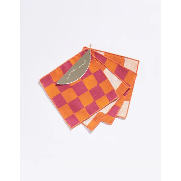 TORTUGA FORMA Checker Cocktail Napkins Set Of 4 - Sunrise