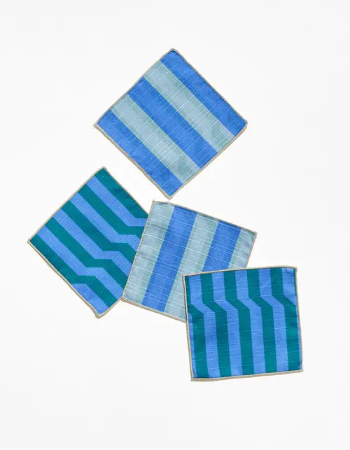 TORTUGA FORMA Stripe Cocktail Napkins Set Of 4 - Marine