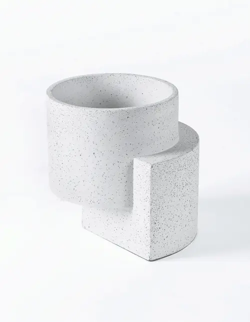 TORTUGA FORMA Platform Planter Concrete Set Of 2 - White Terrazzo