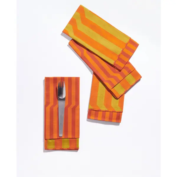 TORTUGA FORMA Stripe Dinner Napkinshigh Season Set Of 4 - Vermillion