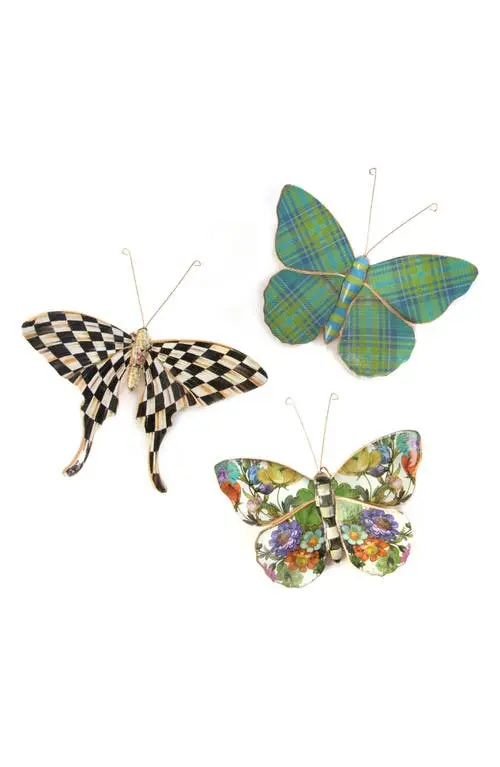 MACKENZIE-CHILDS Set Of 3 Assorted Field Butterfly Wall Decor - Green