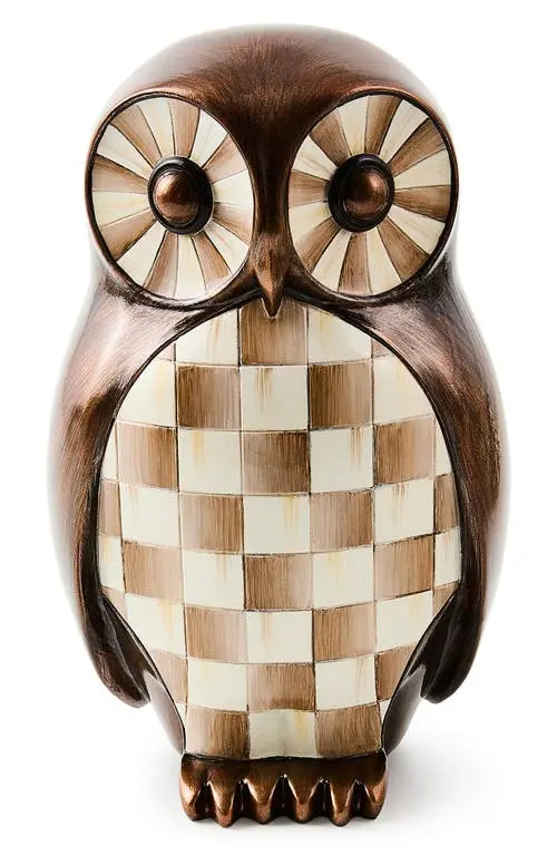 MACKENZIE-CHILDS Check Owl Figurine - Mocha