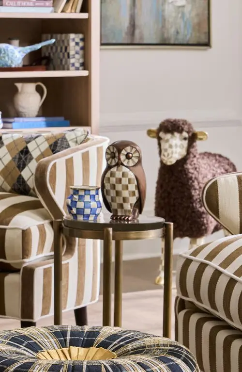 MACKENZIE-CHILDS Check Owl Figurine