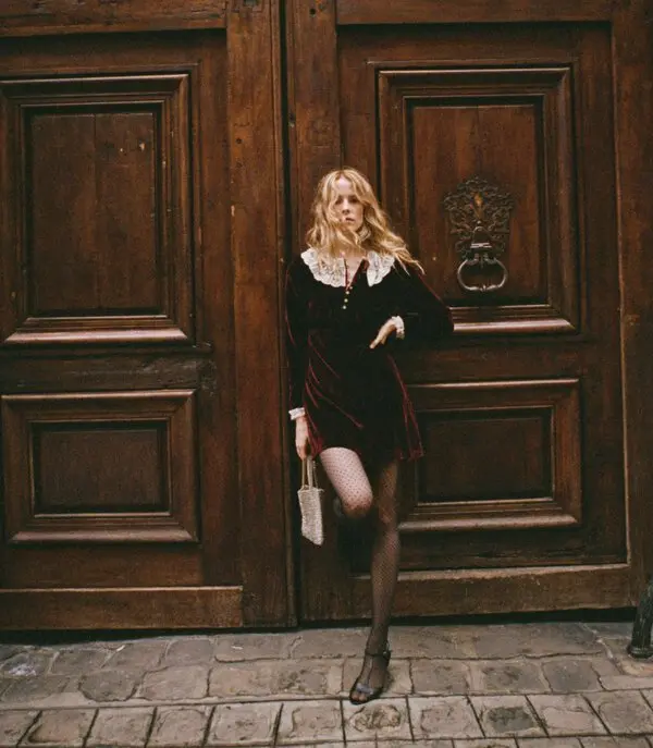 HMD Lisbeth Velvet Mini Dress - Vino Rosso