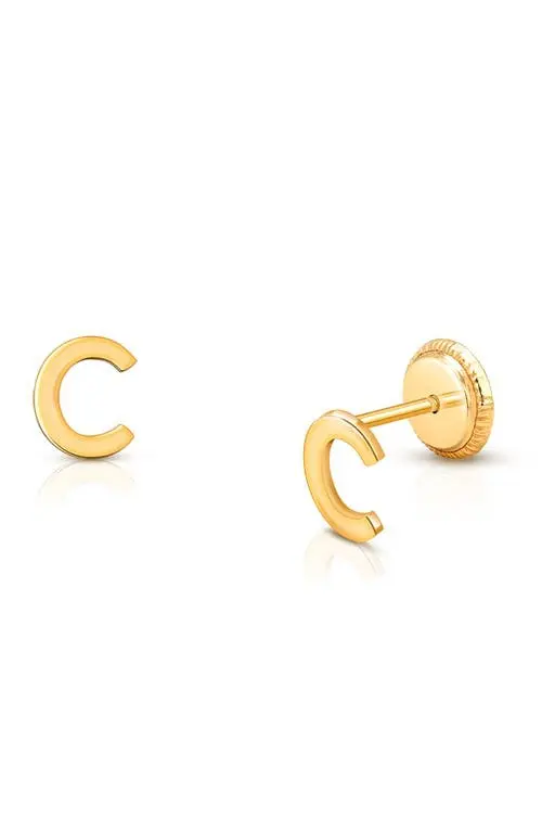 TINY BLESSINGS 14k Gold Initial Stud Earrings - 14k Gold - C
