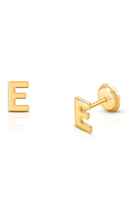 TINY BLESSINGS 14k Gold Initial Stud Earrings - 14k Gold - E