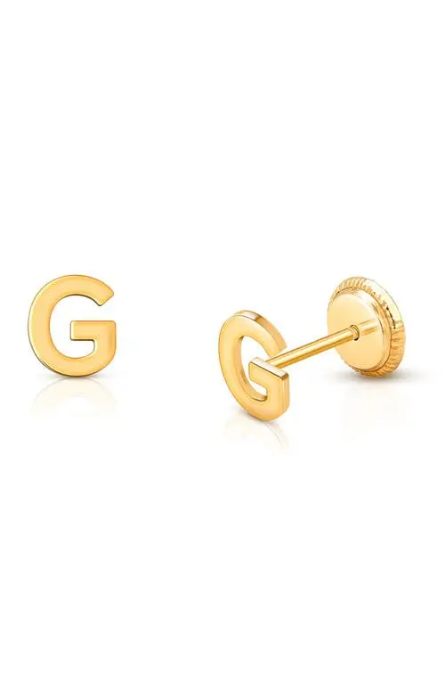 TINY BLESSINGS 14k Gold Initial Stud Earrings - 14k Gold - G