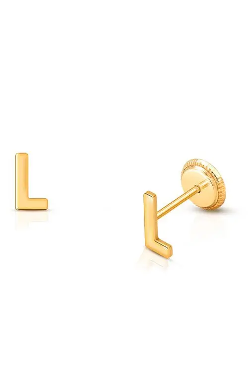 TINY BLESSINGS 14k Gold Initial Stud Earrings - 14k Gold - L