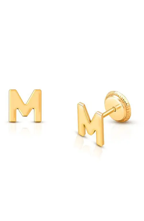 TINY BLESSINGS 14k Gold Initial Stud Earrings - 14k Gold - M