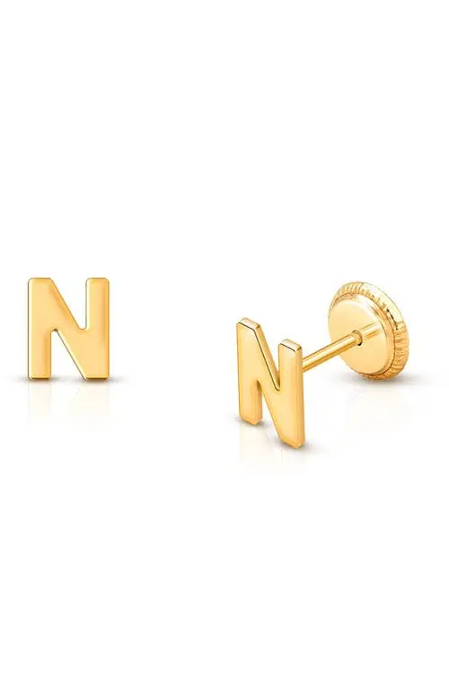 TINY BLESSINGS 14k Gold Initial Stud Earrings - 14k Gold - N