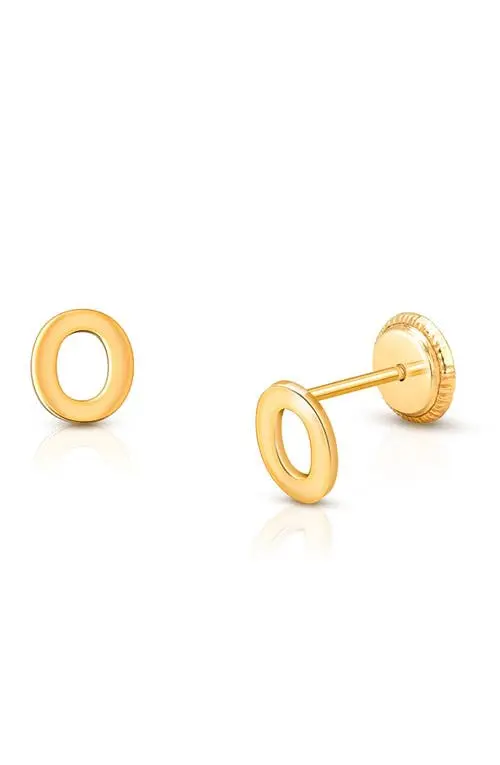 TINY BLESSINGS 14k Gold Initial Stud Earrings - 14k Gold - O