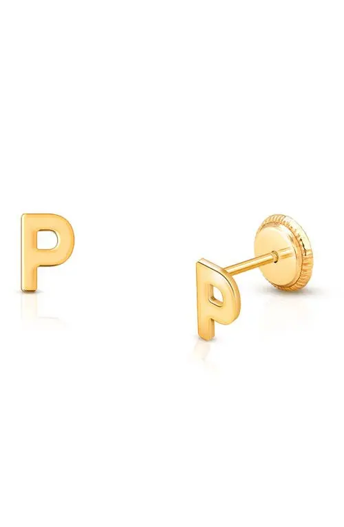 TINY BLESSINGS 14k Gold Initial Stud Earrings - 14k Gold - P