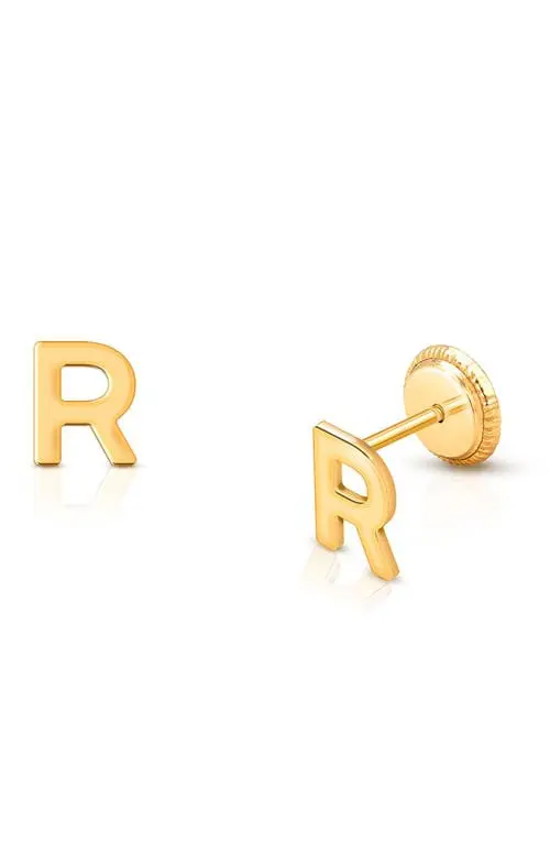 TINY BLESSINGS 14k Gold Initial Stud Earrings - 14k Gold - R