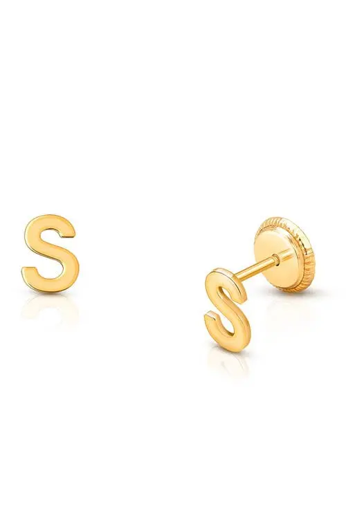 TINY BLESSINGS 14k Gold Initial Stud Earrings - 14k Gold - S