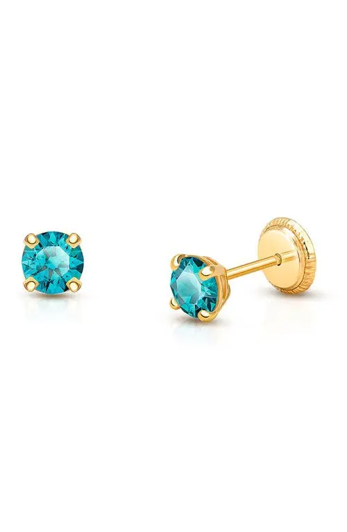TINY BLESSINGS 14k Gold Crystal Stud Earrings - December