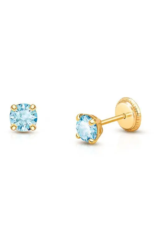 TINY BLESSINGS 14k Gold Crystal Stud Earrings - March