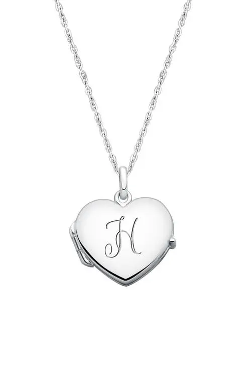 TINY BLESSINGS Sterling Silver Heart Locket And Engraved Initial Necklace - Silver - H