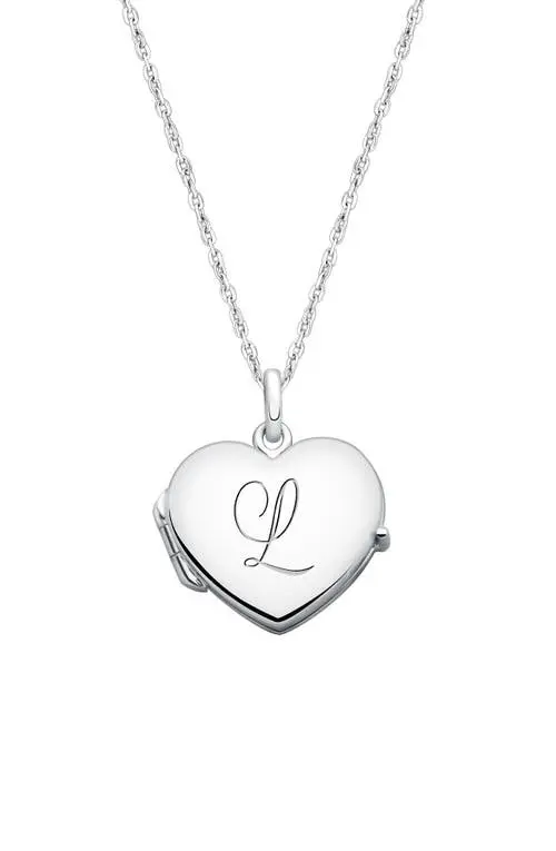 TINY BLESSINGS Sterling Silver Heart Locket And Engraved Initial Necklace - Silver - L