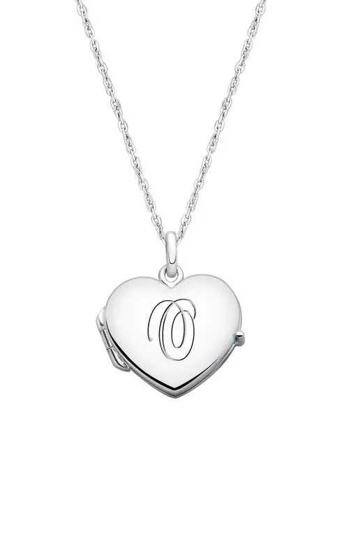 TINY BLESSINGS Sterling Silver Heart Locket And Engraved Initial Necklace - Silver - O