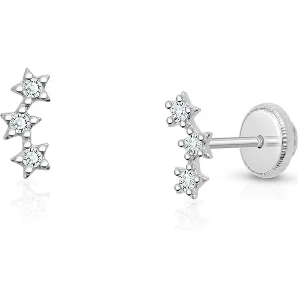 TINY BLESSINGS 14k Gold Lucky Stars Stud Earrings - 14k White Gold