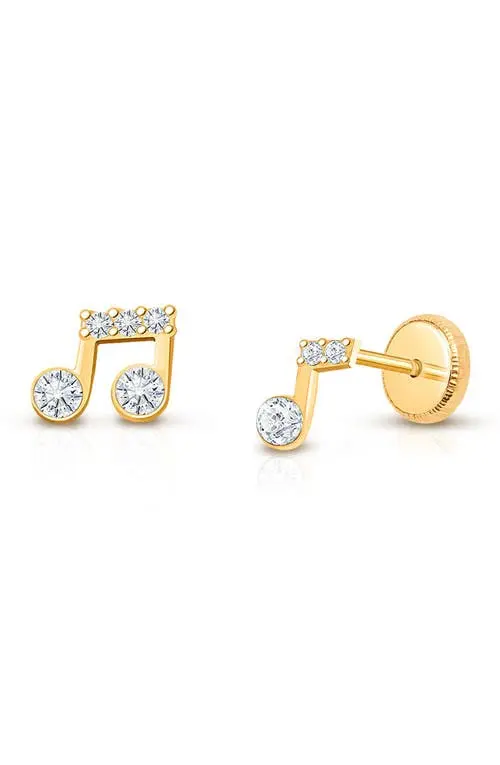 TINY BLESSINGS 14k Gold Music Notes Stud Earrings - 14k Yellow Gold