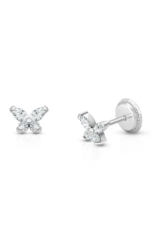 TINY BLESSINGS 14k Gold Butterfly Stud Earrings - 14k White Gold