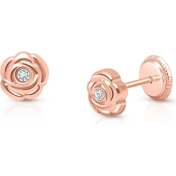 TINY BLESSINGS 14k Gold Rose Stud Earrings - 14k Rose Gold